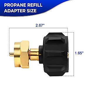 GasSaf Propane Refill Adapter 1 to 20 lb Cylinder Tank Coupler Universal for Type 1 QCC1 Propane Cylinder and One Pound Throwaway Disposable Bottle - Solid Brass（2 PCS