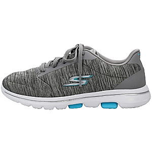 Skechers Women's Go Walk 5-True Sneaker, Grey/Light Blue, 7.5 M US