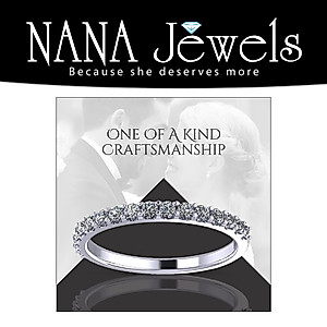 NANA Jewels Womens Pure Brilliance Zirconia Wedding Band CZ Ring - Platinum Plated Silver, Size 7