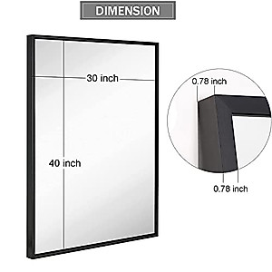 KIMREAL Bathroom Mirror 30x40 Inch, Black Frame Mirror 30"x40", Rectangle Wall Mounted Mirror, Metal Framed Vanity Mirror for Wall 30 by 40, Modern Mirror Hangs Horizontal Or Vertical