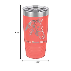 LaserGram 20oz Vacuum Insulated Tumbler Mug, Horse Head 2, Personalized Engraving Included (Coral)