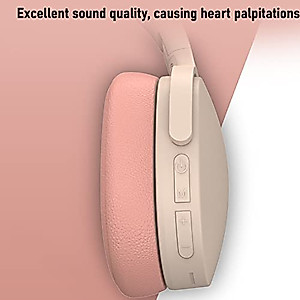 Over-Ear Headphones Wireless Bluetooth Noise Cancelling Headphones Soft Earmuffs Head-Mounted Headphones Lightweight Wireless Headphones Hifi Stereo, LED, PC/Cell Phones/TV/Mp3/Mp4 Cool Stuff (Pink)