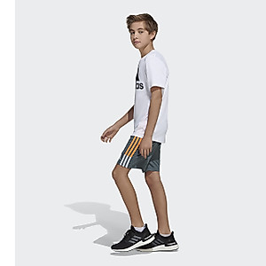 adidas Boys' Clashing 3-Stripes Shorts, Grey/Orange, Small