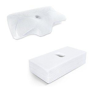 HOMCA Cervical Pillow - Ergonomic Memory Foam Pillow for Neck and Shoulder Pain Relief with Cooling Ice Silk Pillowcase, Orthopedic Neck Bed Pillow for Side, Back and Stomach Sleepers