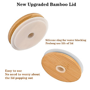 ANOTION Mason Jar with Lid and Straw, 32oz Wide Mouth Boba Cup Reusable Drinking Glasses Tumbler Smoothie Water Bottles for Iced Coffee Margaritas Ice Cream Juice Cocktail Travel Office Home