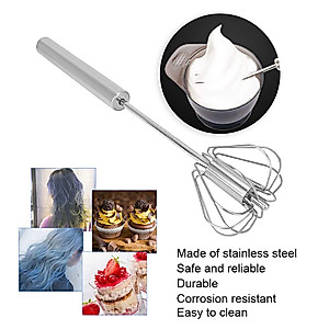 Hand Blenders,Stainless Steel Semi-Automatic Multifunction Cream Mixer Manual Egg Blender Stainless Steel Egg Color Cream Mixer Wand [#1]