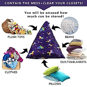 Stuffed Animal Storage Bean Bag Chair for Kids and Adults, Extra Large Beanbag Chairs Plush Toys Holder and Organizer Cover(No Filling) Only