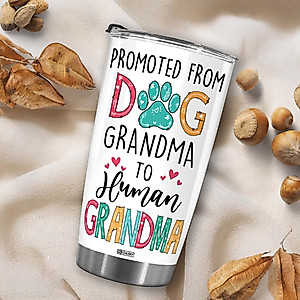 BECHUSKY Gifts For Grandma, Grandma Gift Tumbler, New Baby Reveal For Grandma, Stainless Steel Tumbler 20oz, Pregnancy Announcement, Cute Mom Nana Mimi Women Woman Grandmother Mothers Day Future V2