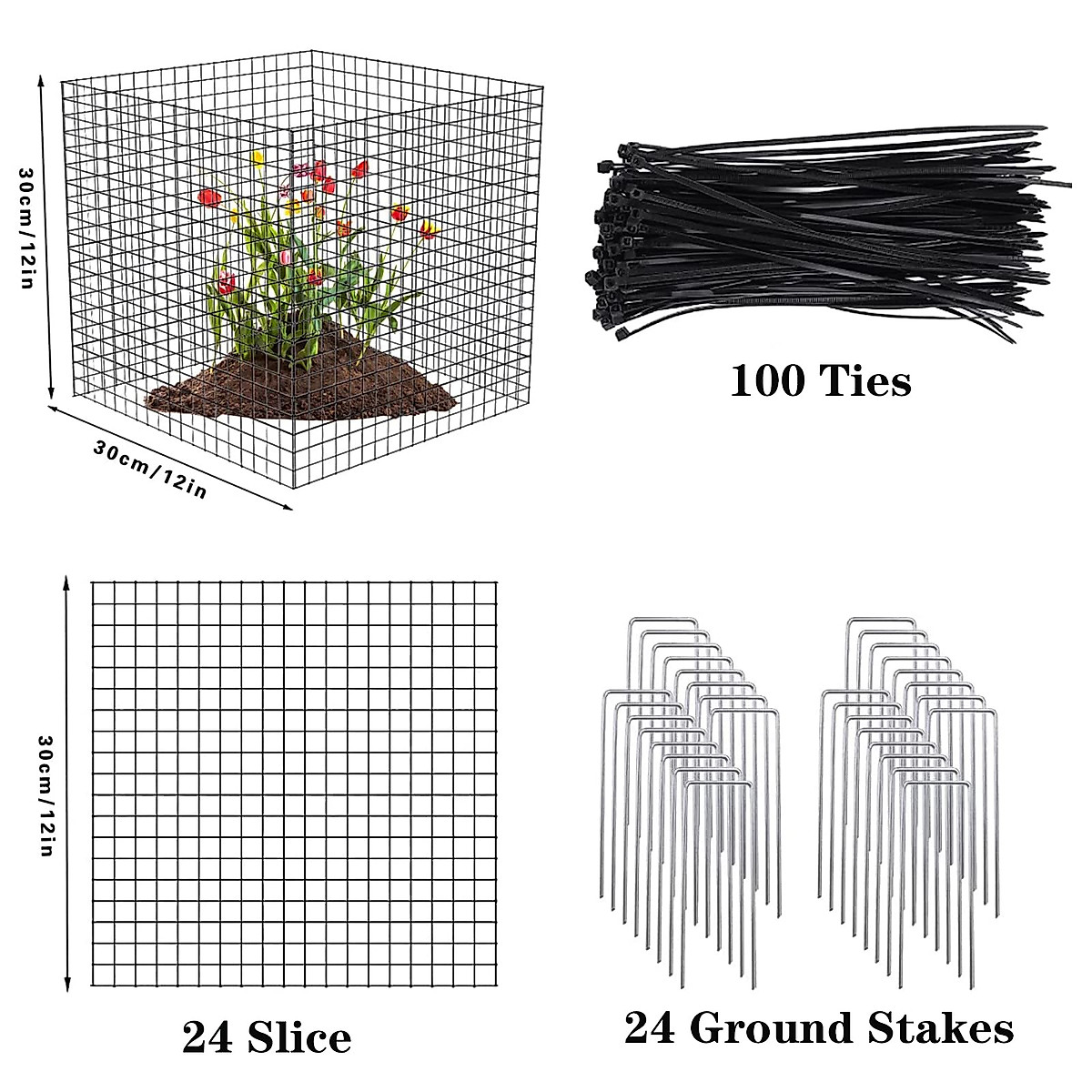 Small Wire Plant Protectors, 6 Pack Square Plant Protectors from Animals Mesh Plant Cage Chicken Wire Cover for Protect Plants, Garden,Shrubs and Vegetables from Animals(12x12 in)