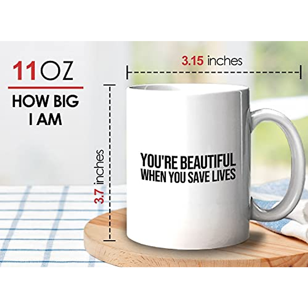 Bubble Hugs Nurse Coffee Mug 11oz White - You're Beautiful - Labor Clinical Certified Nursing Assistant Surgical Emergency Oncology Practitioner