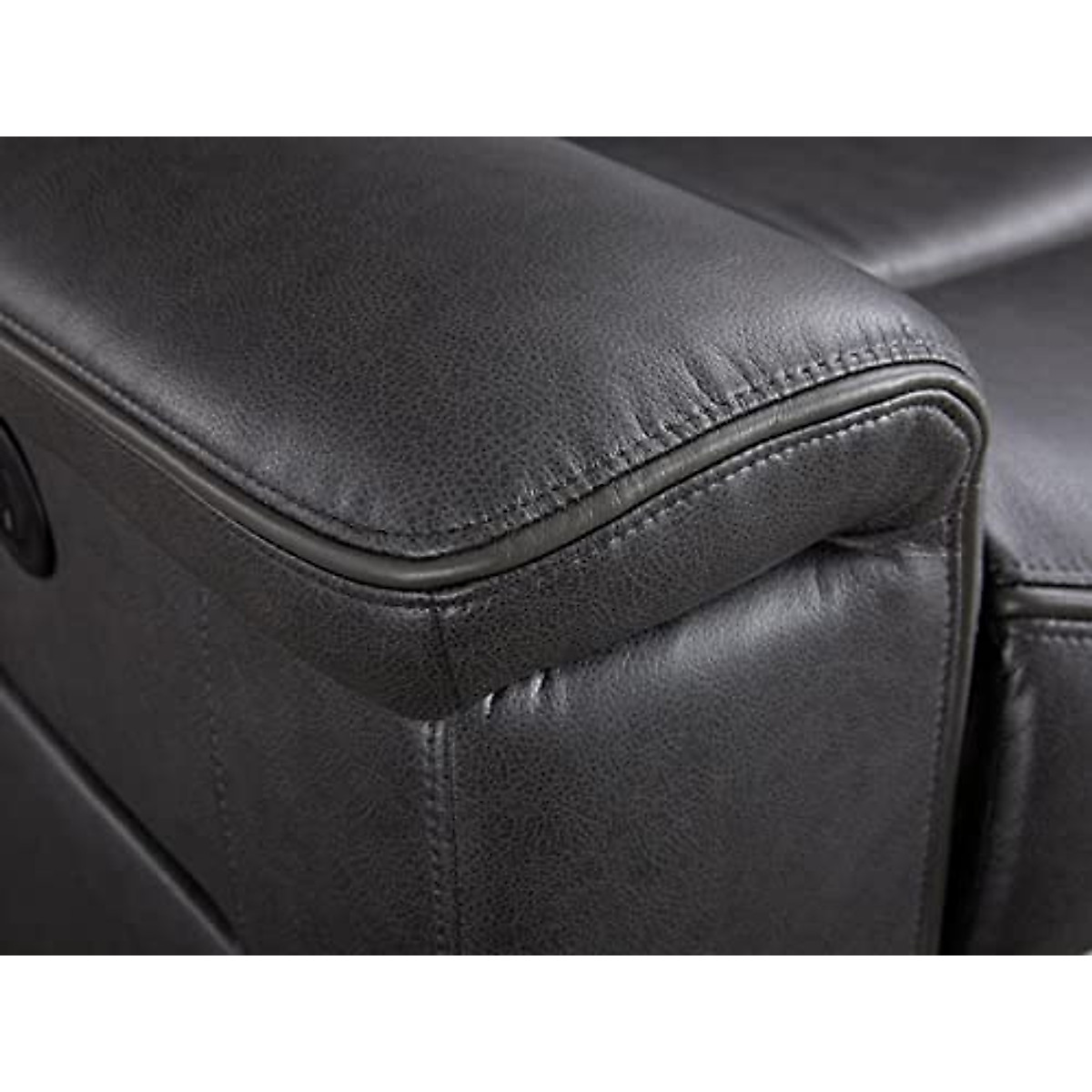 Signature Design by Ashley McAdoo Contemporary Faux Leather Tufted Reclining Power Sofa, Black