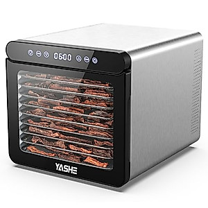 YASHE Food Dehydrator for Jerky, 9 Stainless Steel Trays Food Dehydrator Machine, 800W Fruit Dryer 165 ℉ Temperature & 48H Timer for Meat, Dog Treats, Herb, Veggies, Yogurt, BPA Free