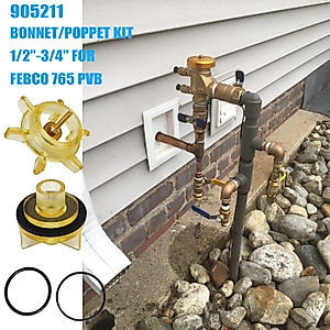 905-211 1/2"-3/4" Bonnet and Poppet Assembly Repair Kit,Fits for febco PVB Model 765CBV & DBV,Combines Bonnet & Poppet Assembly Kit,2 Years Warranty