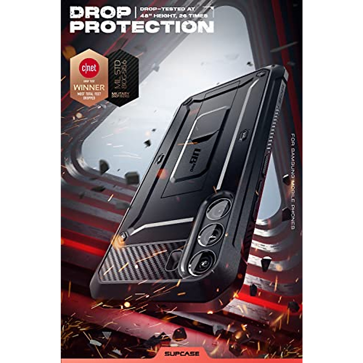 SUPCASE Unicorn Beetle Pro Case for Samsung Galaxy S23 5G (2023), Full-Body Dual Layer Rugged Belt-Clip & Kickstand Case (Black)