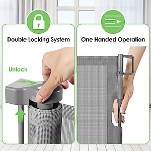 90 Inch Extra Wide Retractable Baby Gate Gates for Doorways Extra Long Baby Gate for Wide Openings Extra Large Dog Gate Indoor Outdoor Pet Gates for Dogs Long Gates for Kids or Pets, Gray