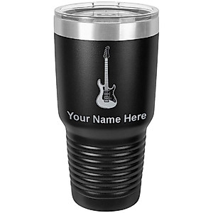LaserGram 30oz Vacuum Insulated Tumbler Mug, Electric Guitar, Personalized Engraving Included (Black)