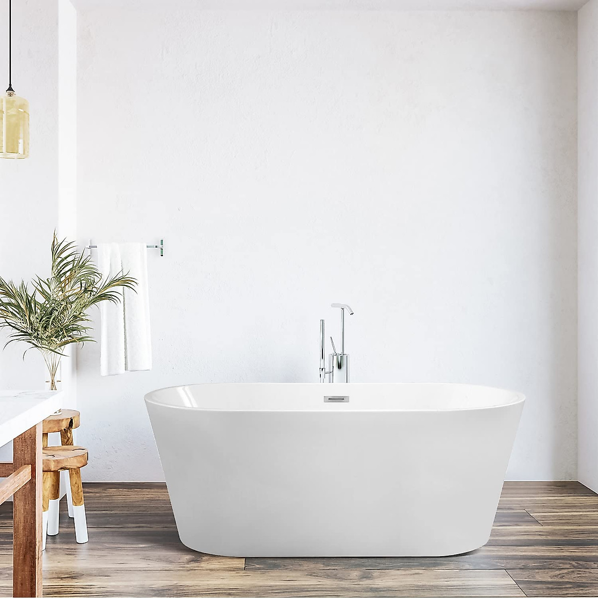 Altair Design Cielo 59" x 30" Freestanding Soaking Acrylic Bathtub in White