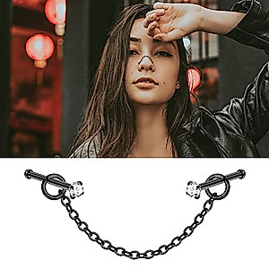 JOERICA Nose Chain Piercing Across Nose 316L Stainless Steel 20G Nose Ring Chains for Women CZ Nose Studs with Chains Nose Stud Chain Nostril Piercing Jewelry
