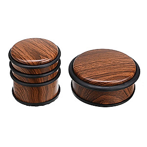 Sumnacon Heavy Duty Floor Door Stopper No Drill, Durability Stainless Steel Door Stops With Anti-skid Rubber- Contemporary Decorative Safety Door Wedge for Home Office Commercial Industrial, WoodGrain