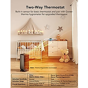 Govee Space Heater, Smart Electric Space Heater with Thermostat, Wi-Fi & Bluetooth App Control, Works with Alexa & Google Assistant, 1500W Ceramic Heater for Bedroom, Indoors, Office, Living Room