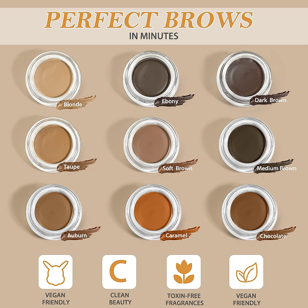 Eyebrow Stamp Stencil Kit for Perfect Bushy Eyebrows,20 Eyebrow Stencils,Brow Stamp Trio Kit with Sponge Applicator,Waterproof Eyebrow Pomade,Dual-ended Eyebrow Brush-Soft Brown