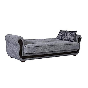 BEYAN Surf Avenue Collection Tufted Large Folding Sofa Sleeper Bed with Storage Space and Includes 2 Pillows, Gray
