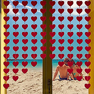 Valentines Day Decorations - 80 PCS Red Felt Garland Hanging String Hearts - NO DIY - Valentines Day Decor for Home Office Wedding Anniversary Birthday Party