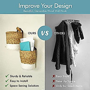 Haven Houz Beech Wood Wall Hooks, Wall-Mounted Wooden Wall Hooks, Handcrafted Wood Hooks, Modern Minimalist Wooden Pegs for Hanging Coats, Hats, and More, Holds Up to 35 lbs, Pack of 4