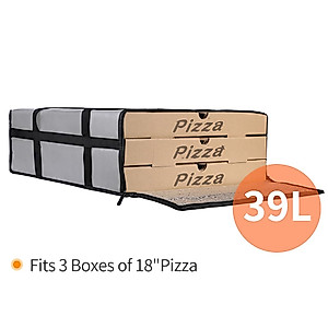 Bodaon Insulated Pizza Bags for Delivery, 20 x 20 x 6 Door Dash Pizza Pack Bag, Pizza Hot Warmer for Grubhub/Uber Eats, Pizza Carrier Insulation, Food Warmers for Parties, Catering Bag (Grey, 1-Pack)