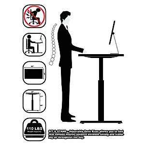 SHW 55-Inch Large Electric Height Adjustable Standing Desk, 55 x 28 Inches, Black