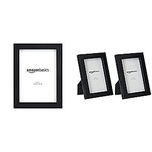 Amazon Basics Photo Picture Frame - 5" x 7", Black - Pack of 2 & Photo Picture Frame - 4" x 6", Black - Pack of 2
