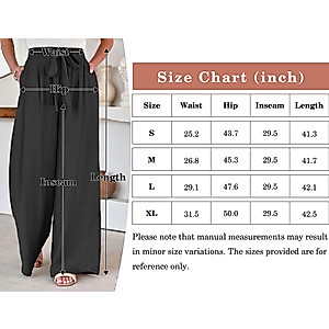 MUSIDORA Plus Size Wide Leg Pants for Women Black Palazzo Pants for Women Linen Casual Beach Flowy Loose Pants Petite (Black XL)