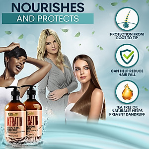 PURE NATURE Keratin Shampoo and Conditioner Set and Keratin Hair Mask