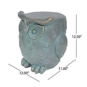 Christopher Knight Home Agnes Owl Garden Stool, Lightweight Concrete, Gold Patina Finish
