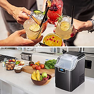 Nugget Ice Maker Countertop with Soft & Chewable Pellet Ice Crushed ice Countertop Portable Pellet Ice Machine 44Lbs/24H, 2 Minutes per Round and 45dB for Home/Kitchen/Office/Bar/Party