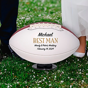 Personalized Custom Football Wedding Gift, Groomsman, Best Man, Bridesmaid, Ring Bearer Keepsake Gift (Best Man)