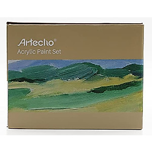 Artecho Acrylic Paint Set 24 Colors 2oz/59ml, Art Craft Paint for Art Supplies, Paint for Canvas, Rocks, Wood, Fabric and Ceramic, Non Toxic Paint for Artists, Students, Beginners and Adults