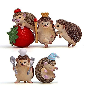 Hedgehog Miniatures 1/5PCS Resin Miniature Landscape Cute Cartoon Micro Hedgehog Tiny Figurines Garden Home Desk Bonsai Decor Ornaments(E)