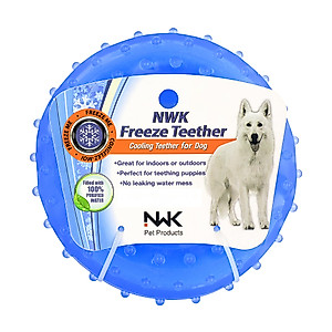 NWK Pet Teether Cooling Chew Toy for Dogs Teething Toy for Puppies, Fit with Treats for More Fun (Chewing Ring)