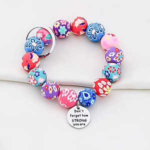 MYOSPARK Elastic Functional Beaded Handsfree Keychain Gift For Outdoor Office (Wrist Keychain Bracelet color)