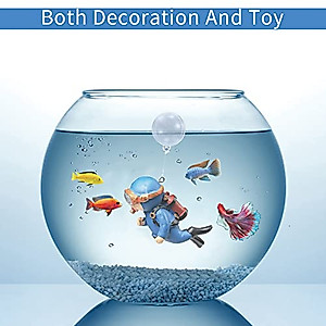 MUNLIT Floating Fish Tank Decorations — Freshwater Blue Fat Diver, Funny Device Fish Tank Accessories, Small Cartoon Aquarium Ornament and Toy, Great for Freshwater Tanks (Blue Fat Diver)