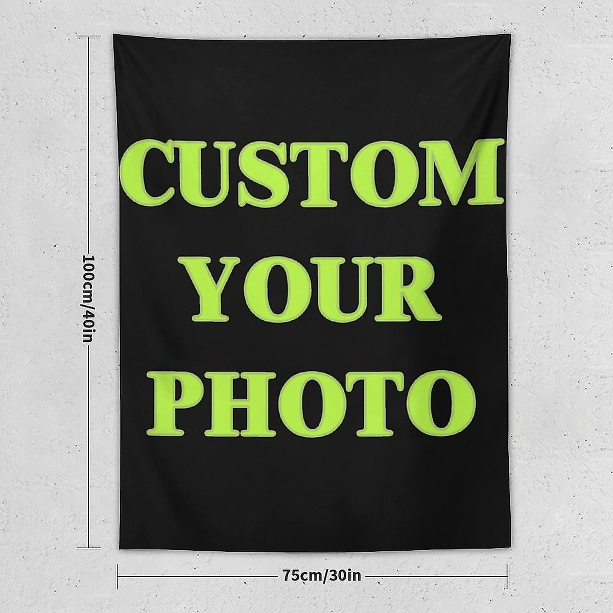 Byxhuc Custom Wall Tapestry Personalized Image Text Custom Tapestry, Custom Backdrop Personalized Wedding Anniversary Funny Backdrop 40''W X 30''L Vertical Tapestry, White