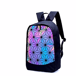 JMSBMQSE Backpacks Holographic Reflective Bag Bags Irredescent Rucksack Rainbow Fashion dazzle color geometric backpack. Creative personality backpack. Street fashion sports backpack.