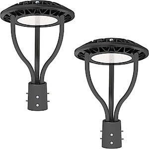 LED Post Top Light with Dusk to Dawn Photocell,80W/100W/120W/150W Power Tunable,3CCT 3000K-4000K-5000K,LED Circular Pole Light Outdoor Post Light,for Garden Street Lighting,IP65 DLC&ETL Listed-2Pack