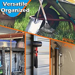 MUTUACTOR Heavy Duty Magnetic Hooks,Strong Magnetic Mop Broom Holder Wall Mount,No Drilling Movable Broom Clip Mop Rack for Garage Kitchen Laundry Tools Organizer and Management(2packs,Silver)