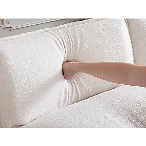 VINGLI 87" Convertible Sectional Sofa,L-Shaped Deep Seat Sofa Couch for Living Room,Modern 2-Seat Loveseat Sofa with Ottoman for Small Space(White,Faux Sherpa, 87")