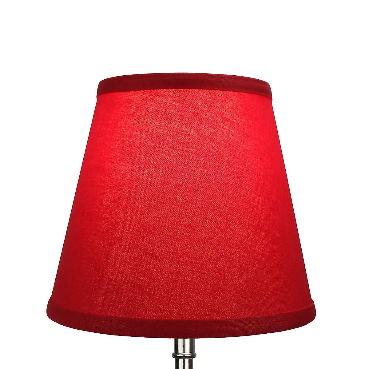 FenchelShades.com 5" Top by 8" Bottom by 7" Slant Height Fabric Barrel Lampshade Double Clip-On Attachment (Rich Red)