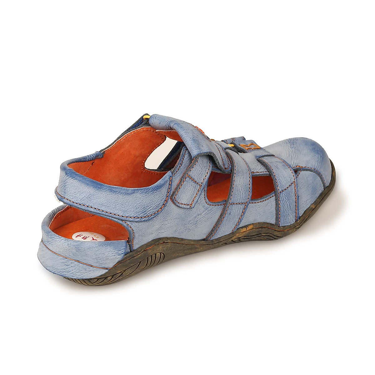 TMA EYES Women's Hook and Loop Closed-Toe Leather Sandal