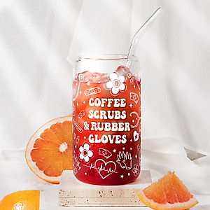 Aurahouse Funny Nurse Gifts Glass Tumbler Cup with Lid Straw, Gifts for Nurse Birthday, Nurse Week Gifts for Nurse Practitioner, Nicu Nurse, School Nurse, Nurse Graduation Gifts Cup 16 Oz