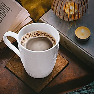 Vidalenta Coffee Mugs Set of 6, 12 oz Ceramic Coffee Cups White Coffee Mugs Latte Mugs, Tea Cups Drinking Cups for Cocoa or Hot Chocolate, Microwave & Dishwasher Safe